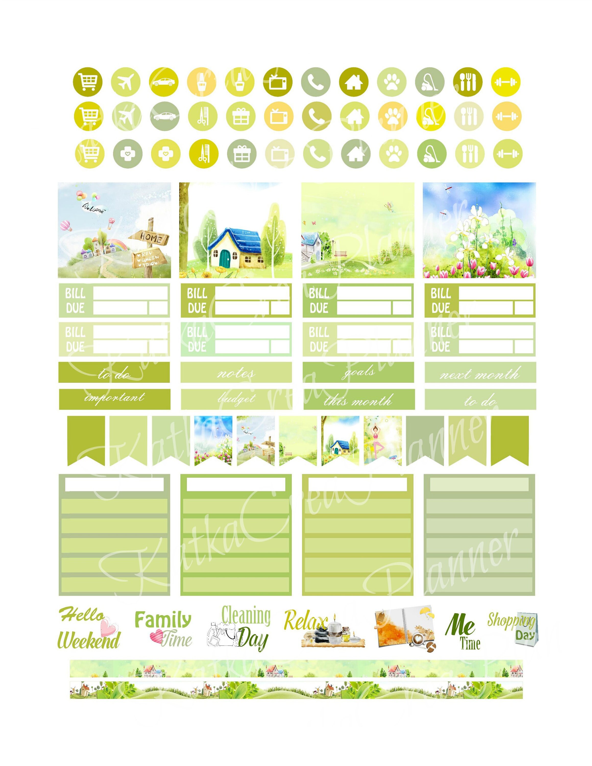Printable June Monthly View Stickers Planner Stickers for - Etsy