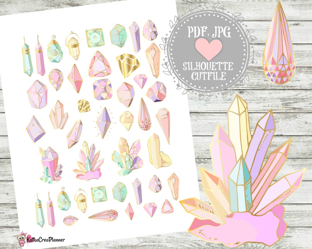Crystal Printable Stickers, Mystical Planner Stickers, Bohemian Gipsy ...