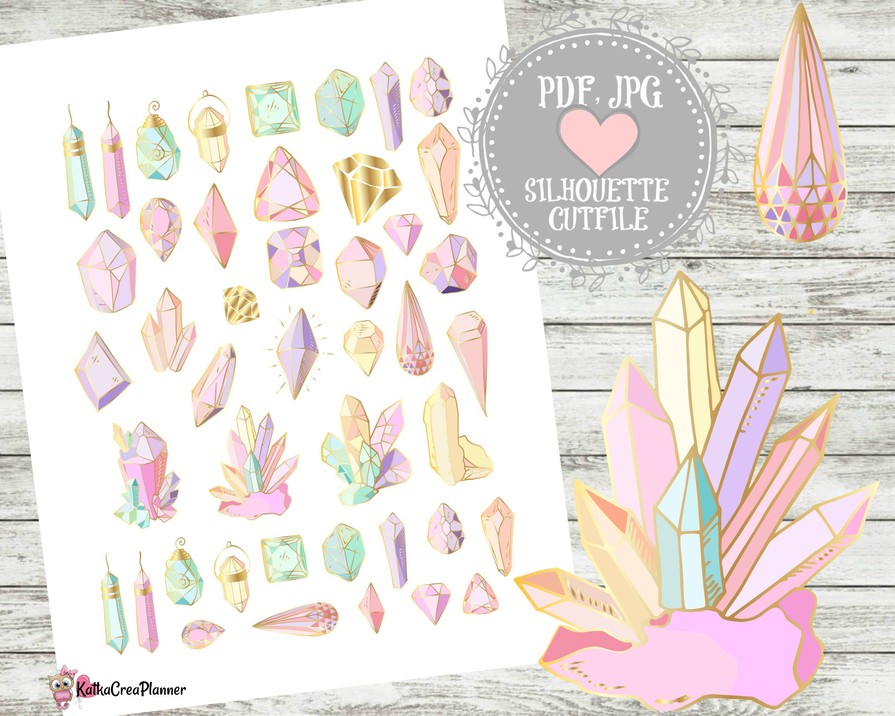 Crystal Printable Stickers Mystical Planner Stickers | Etsy