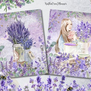 Provence Digital Paper Pack, Lavender Junk Journal Paper, Journal ...