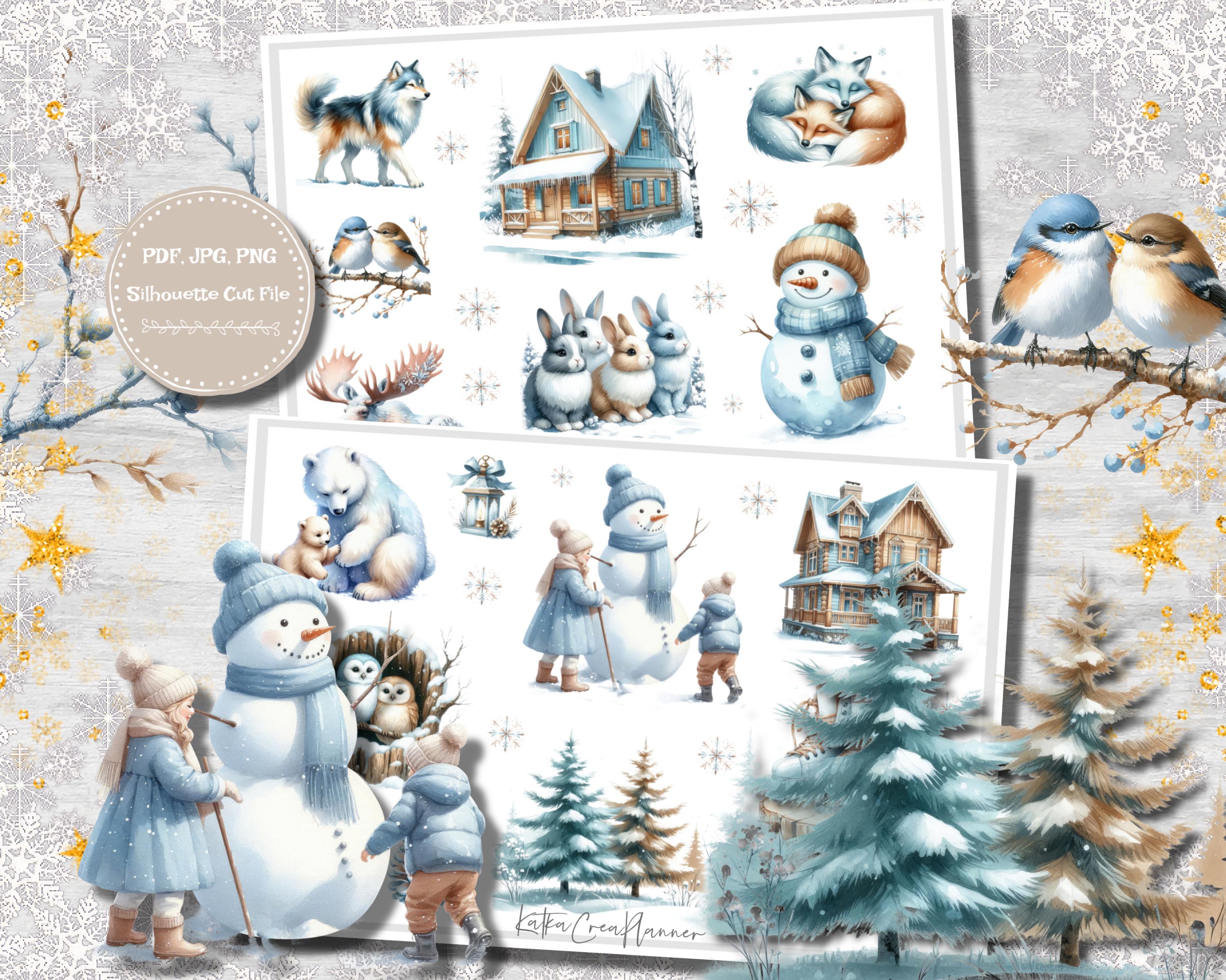 PASTEL WINTER Printable Deco Stickers/snowy Scrapbook Stickers ...
