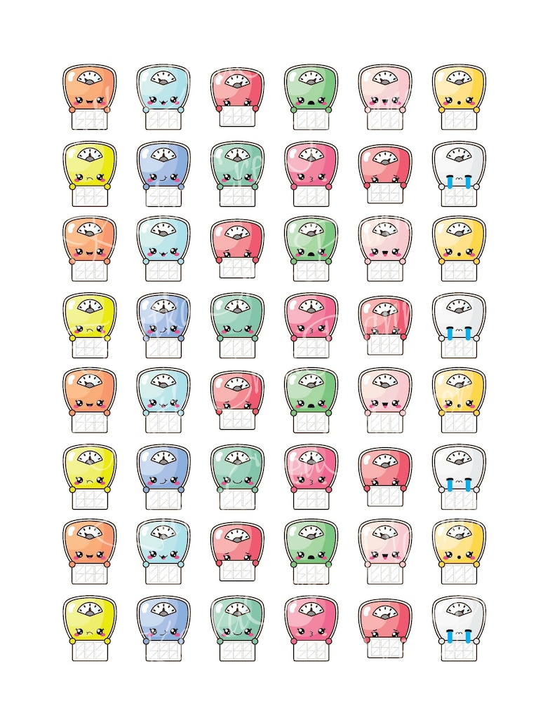 Cute Printable Scales Stickers Weight Tracker Planner - Etsy New Zealand