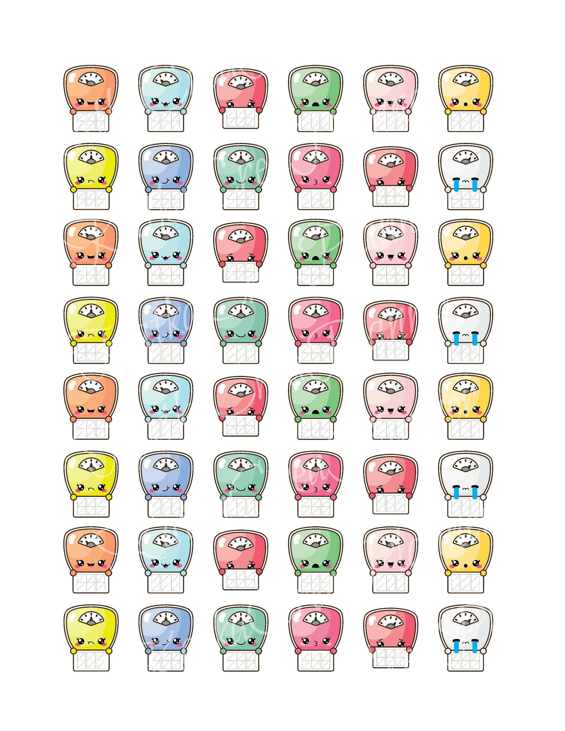 Cute Printable Scales Stickers, Weight Tracker Planner Stickers ...