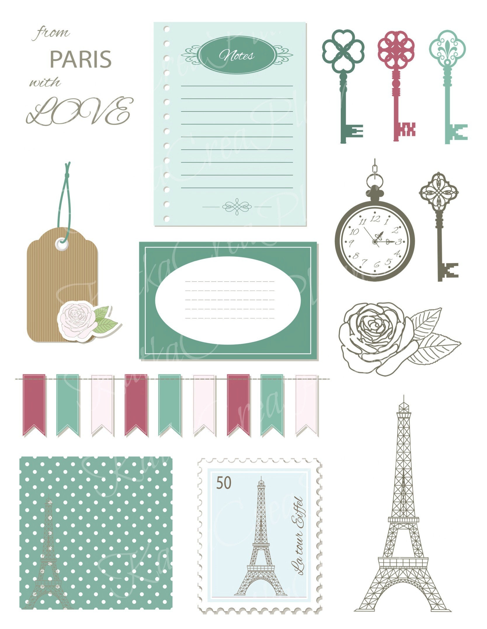 VINTAGE PARIS Digital Planner Stickers for Goodnotes/ Vacation - Etsy