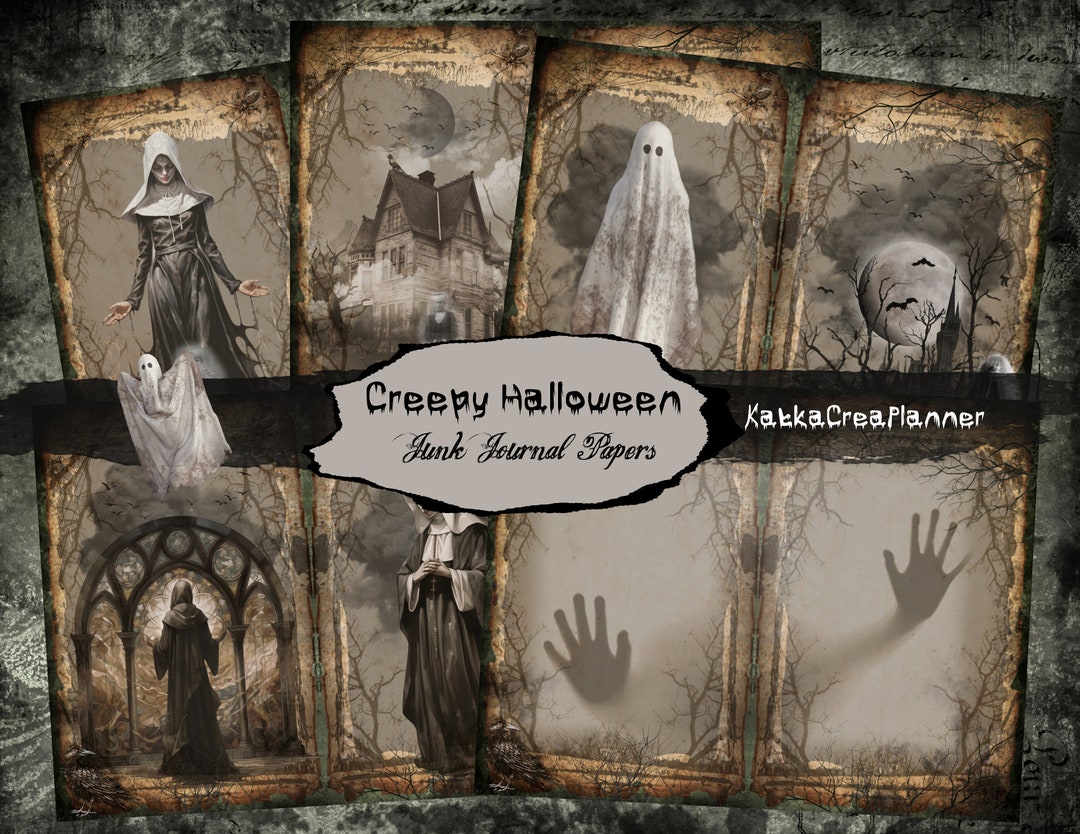 CREEPY Printable Junk Journal Pages, Digital Scrapbook Paper Kit ...