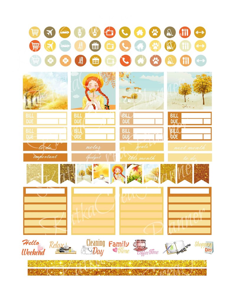Printable September Monthly View Stickers Planner Stickers - Etsy