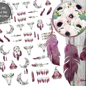 BOHO VIBES Printable Stickers, Mystical Planner Stickers, Bohemian ...