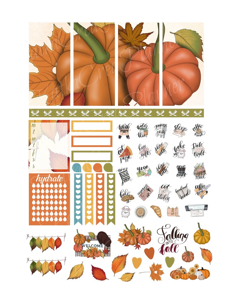 FALLING INTO FALL Printable Planner Stickers for Erin Condren - Etsy