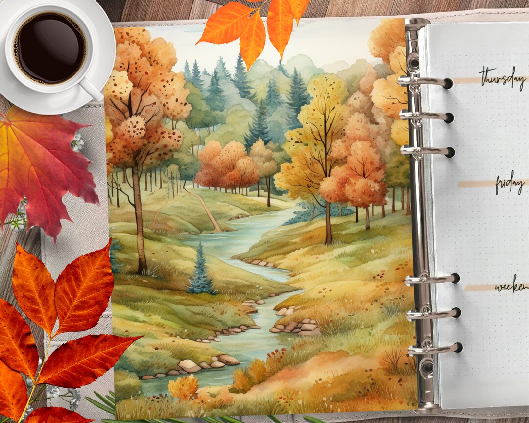 FALL LANDSCAPE Printable Planner Cover/autumn Forest Planner Divider ...