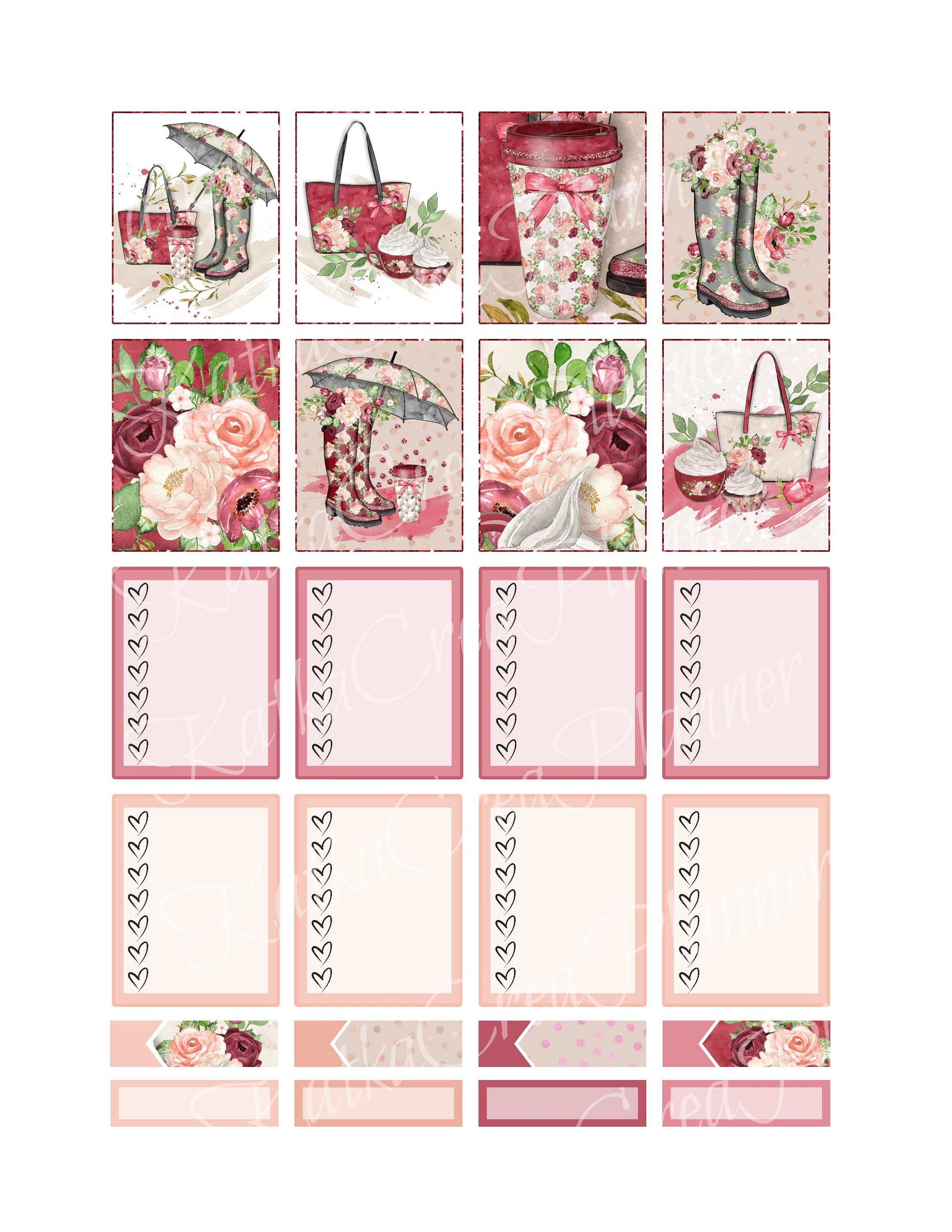 Rain Romance Printable Planner Stickers Erin Condren Weekly | Etsy