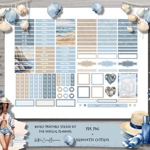NAVY SUMMER Printable Planner Stickers for Erin Condren Planner/beach ...