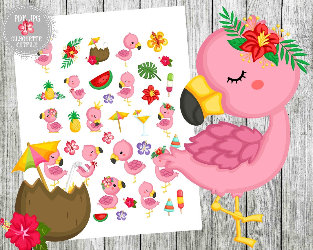 Flamingo Printable Stickers, Tropical Printable Stickers, Erin Condren ...