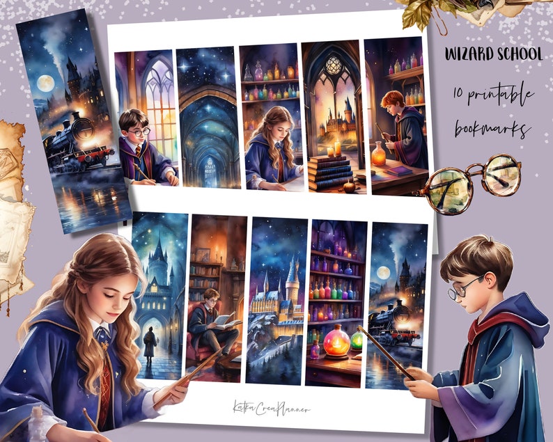 WIZARD SCHOOL Printable Bookmark/magical Bookmarks/digital Bookmark ...