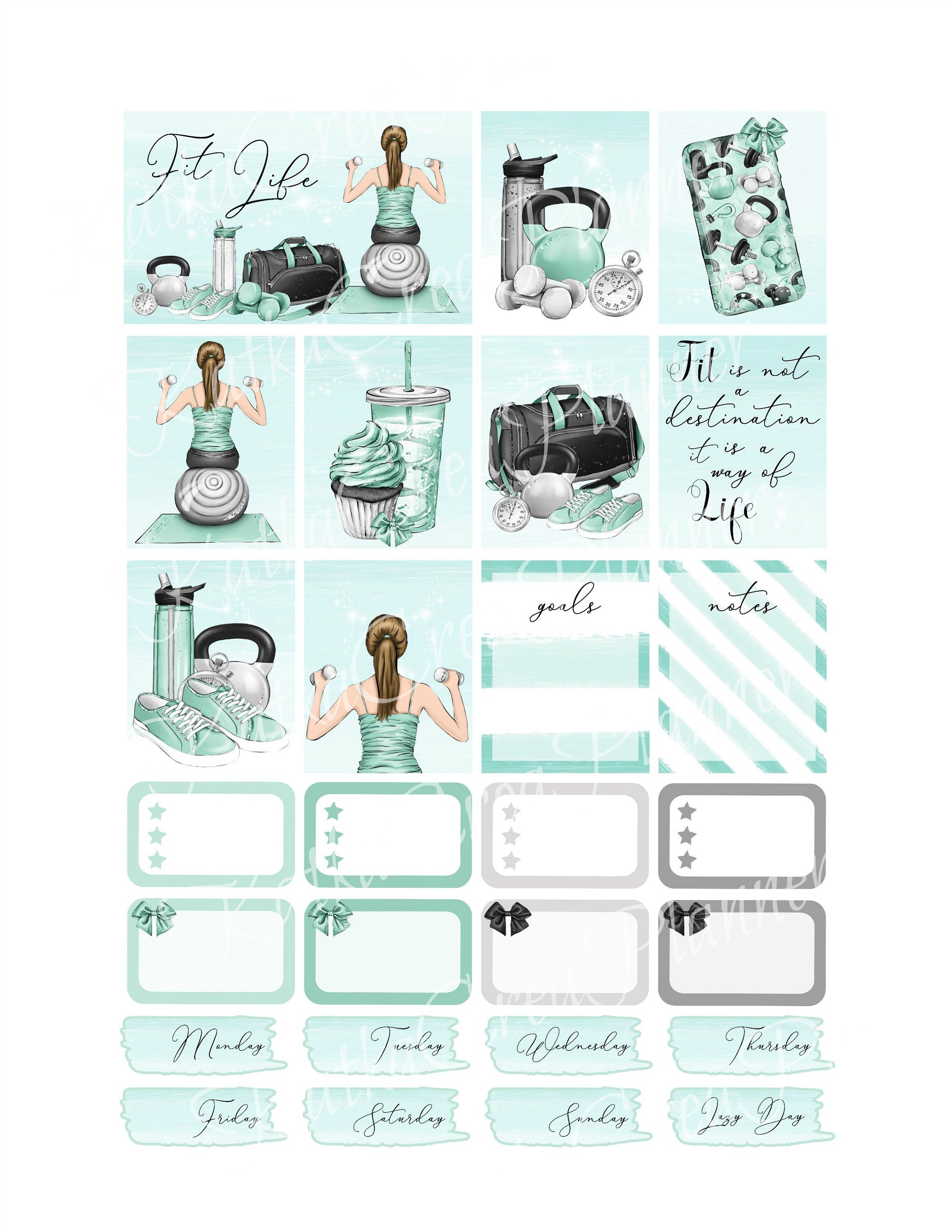 FIT LIFE Printable Planner Stickers for Erin Condren | Etsy