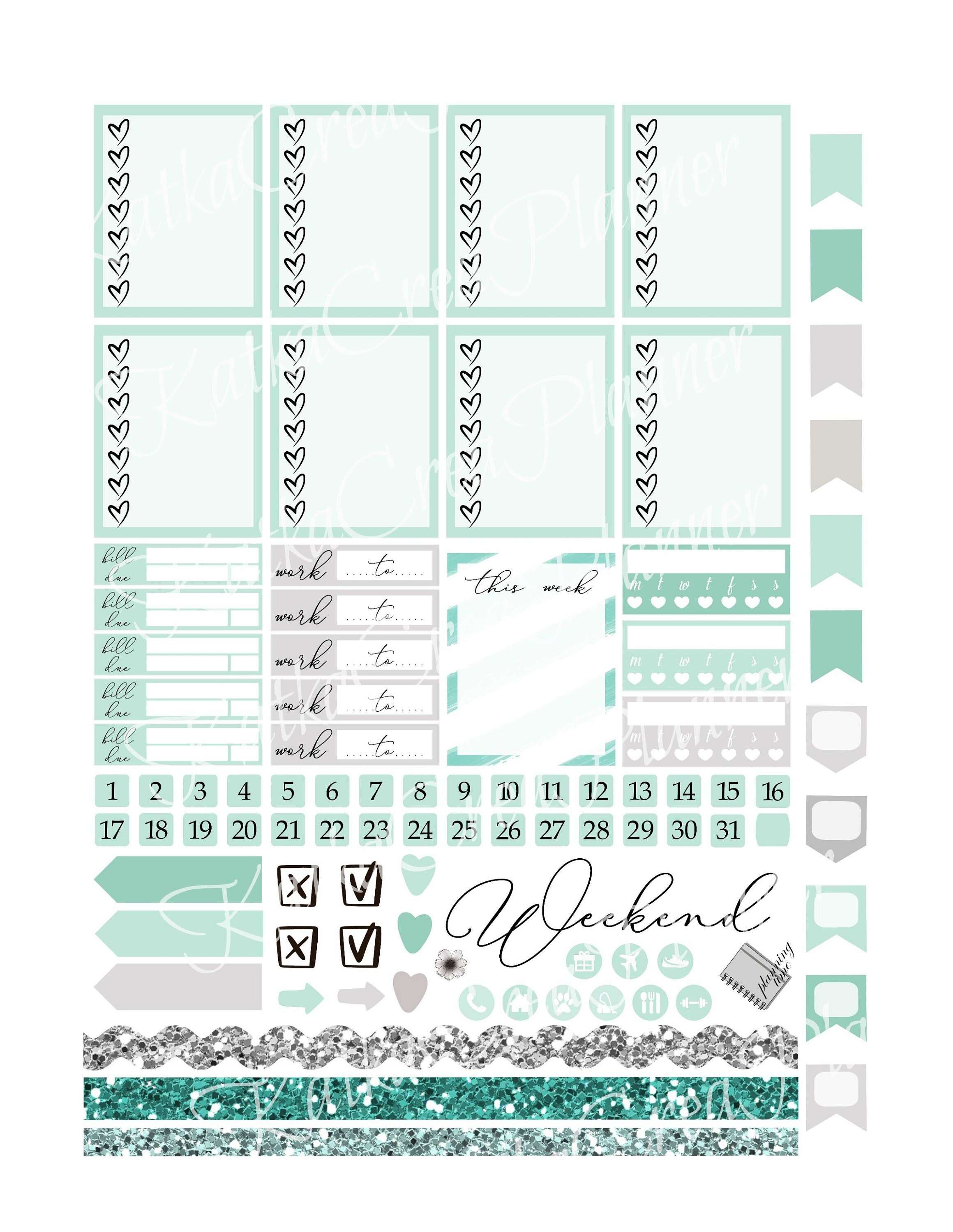 FIT LIFE Printable Planner Stickers for Erin Condren | Etsy