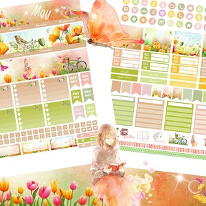 Printable May Monthly View Stickers, Planner Stickers for Erin Condren ...