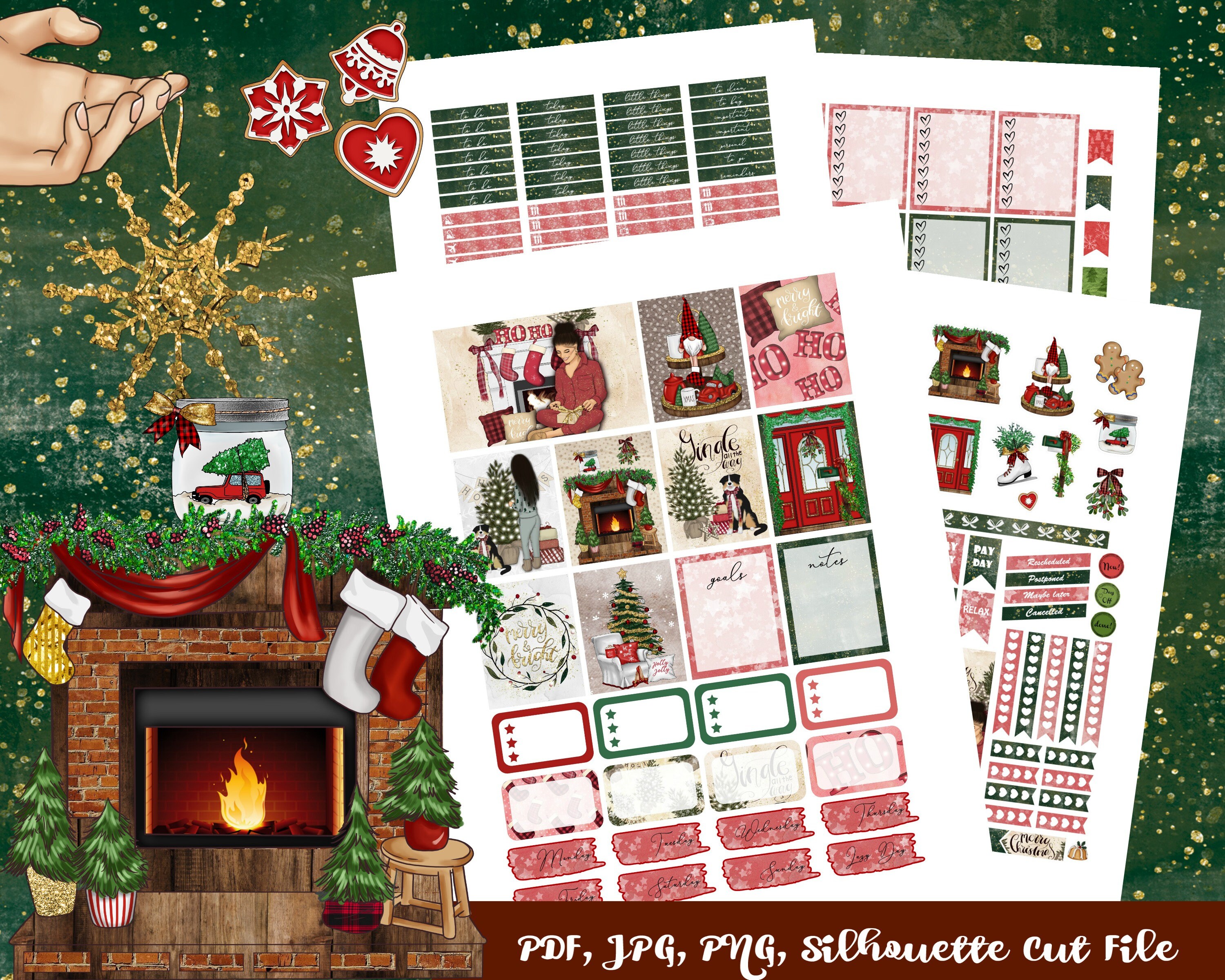 MERRY AND BRIGHT Printable Planner Stickers/Christmas Weekly | Etsy