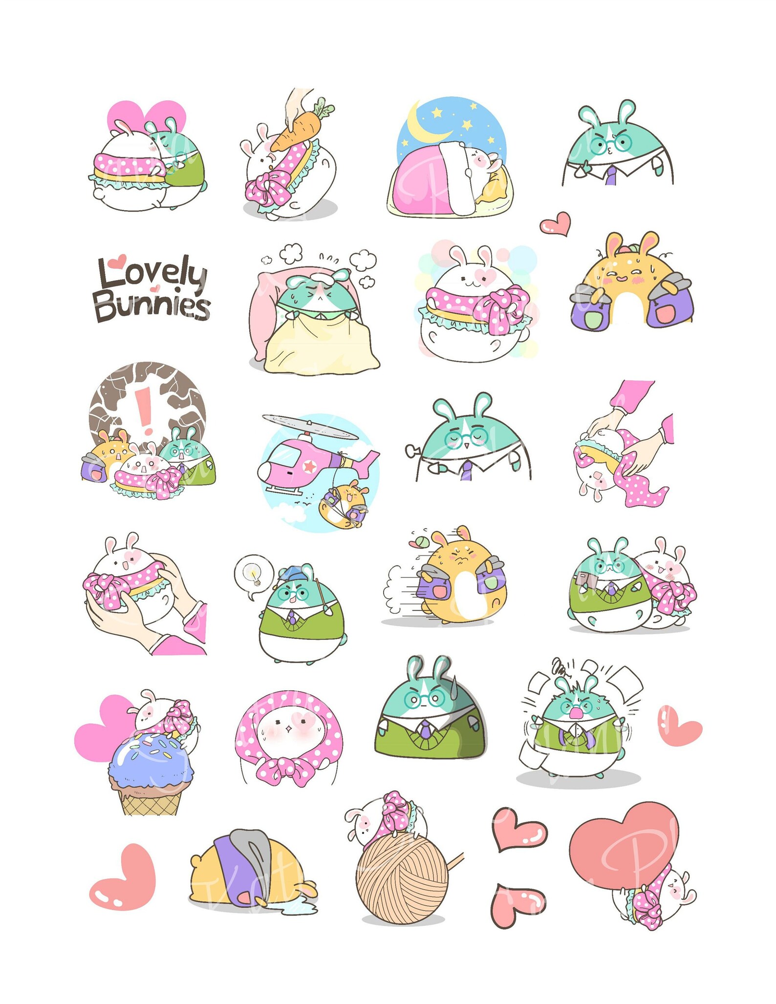 Lovely Bunny Printable Planner Stickers Kawaii Stickers Cute - Etsy