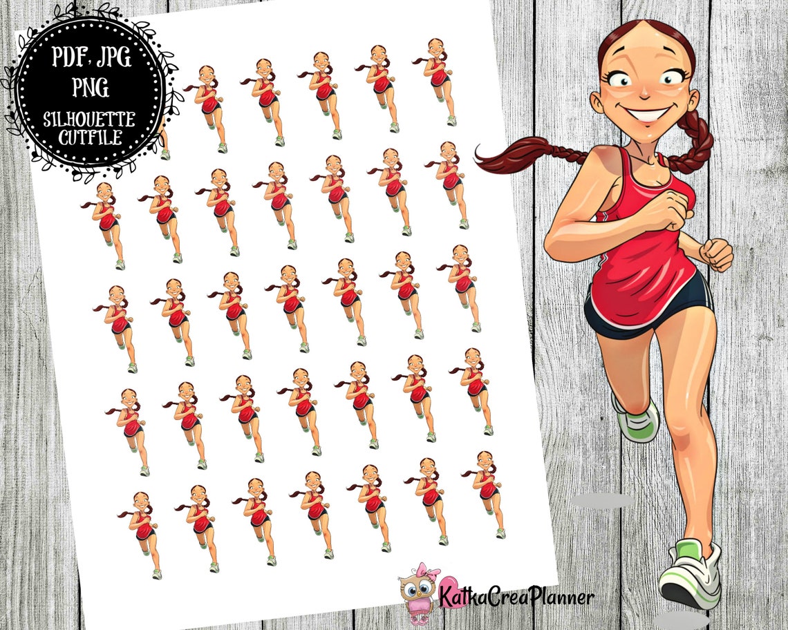 Printable Running Girl Planner Stickers Workout Planner - Etsy