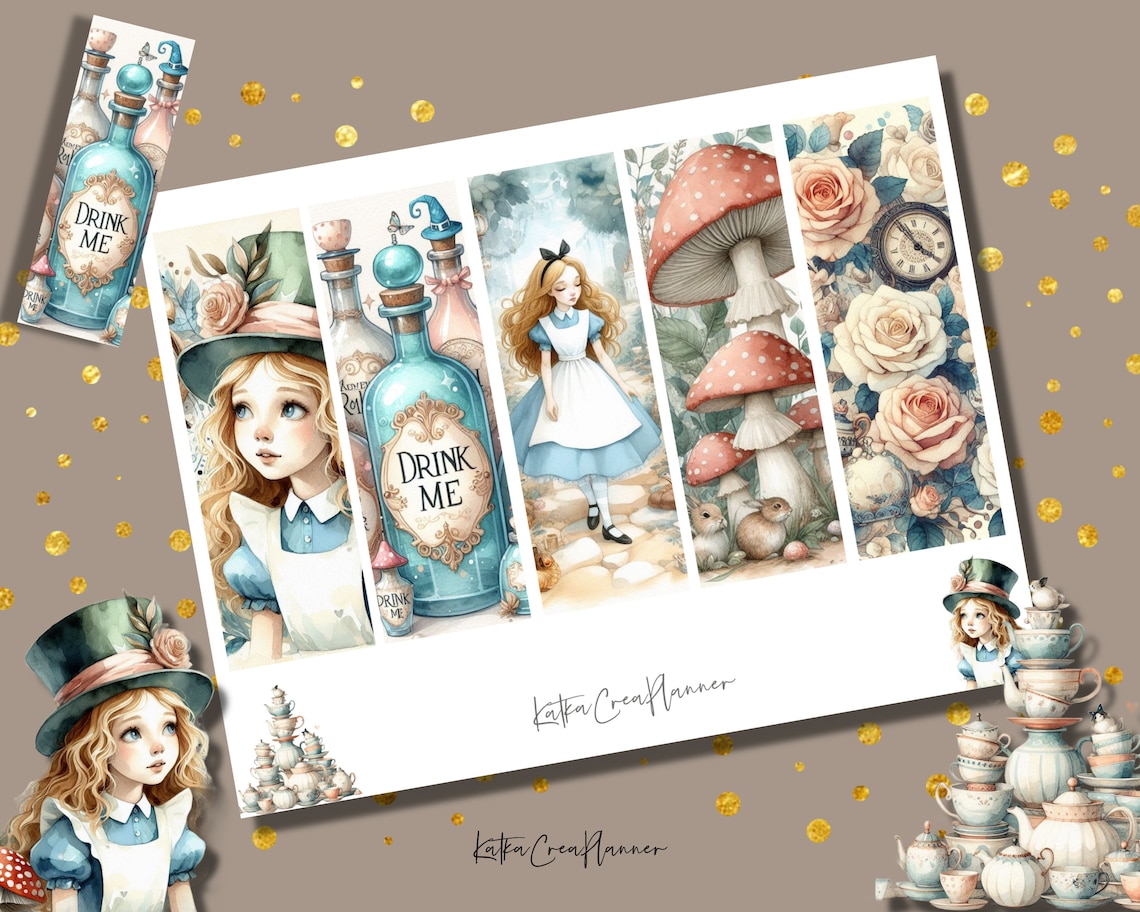 WONDERLAND Printable Bookmark/magical Fairy Tale Bookmarks/digital ...