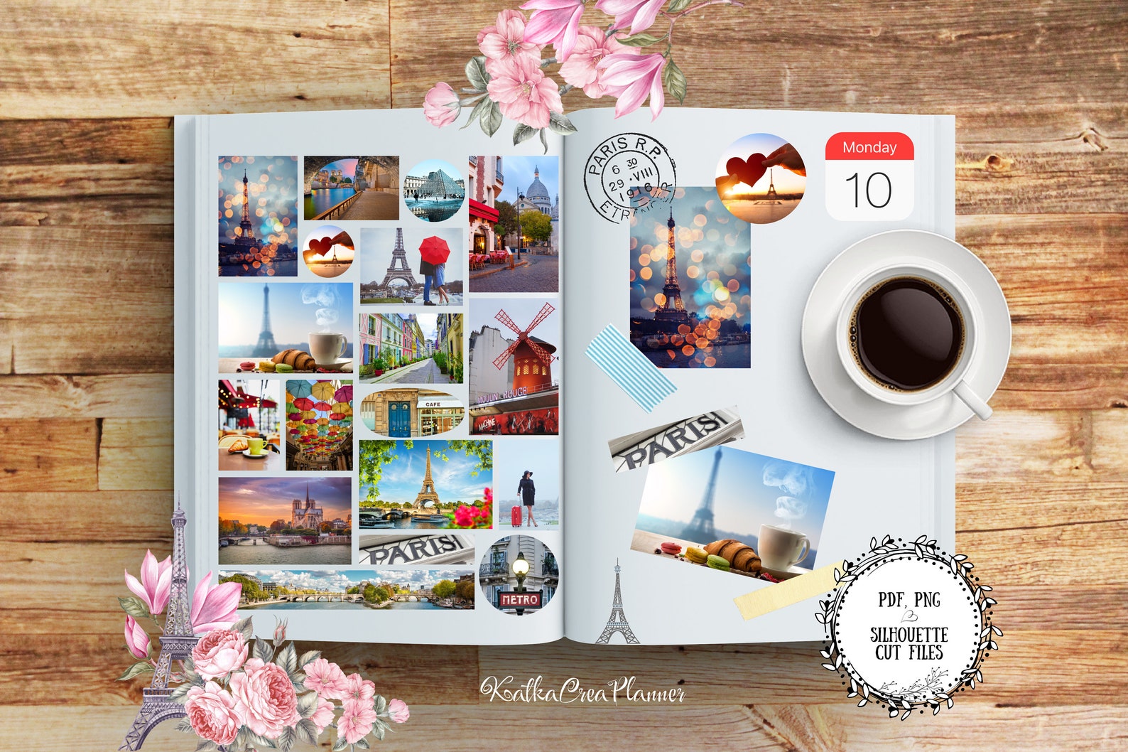 PARIS Printable Bullet Journal Planner Kit/travel Photo Collage Sticker ...