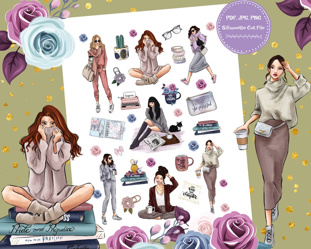 PLANNER GIRL Printable Stickers/fashion Girl Stickers/girl Activities ...