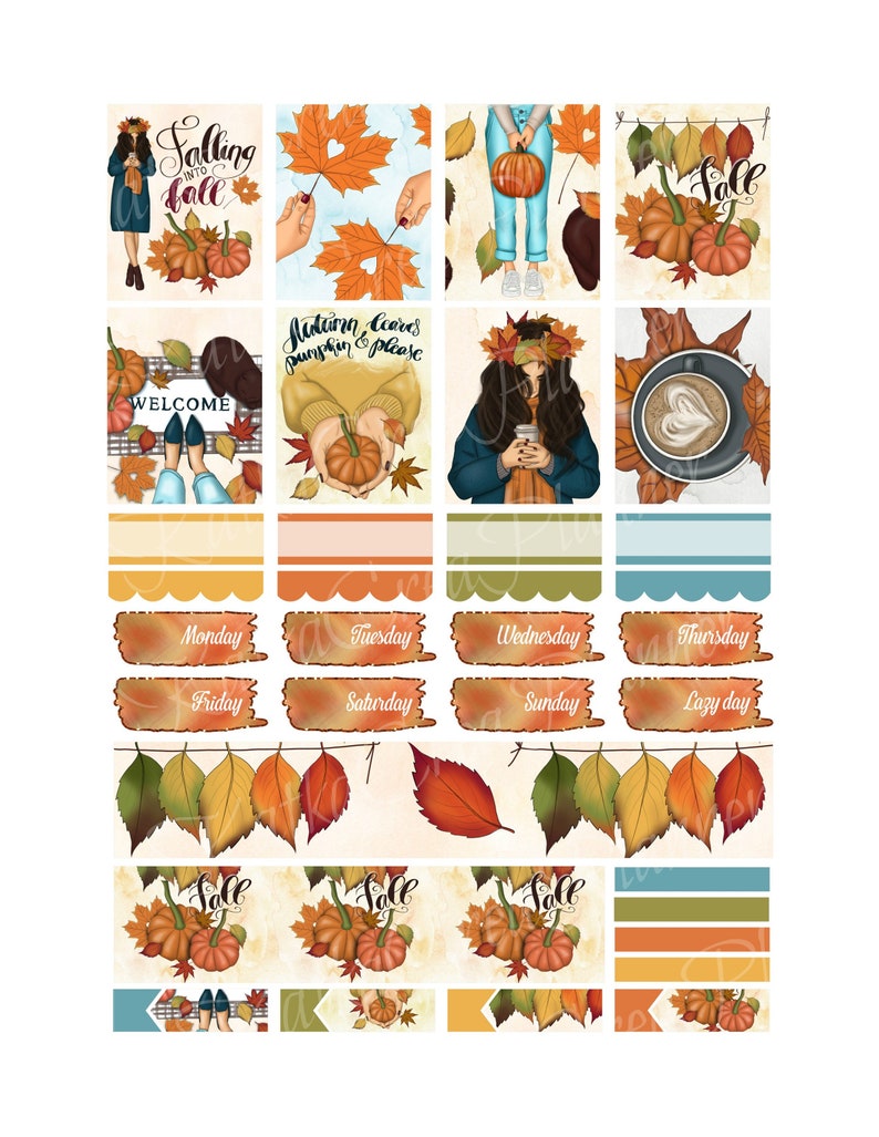 FALLING INTO FALL Printable Planner Stickers for Erin Condren - Etsy