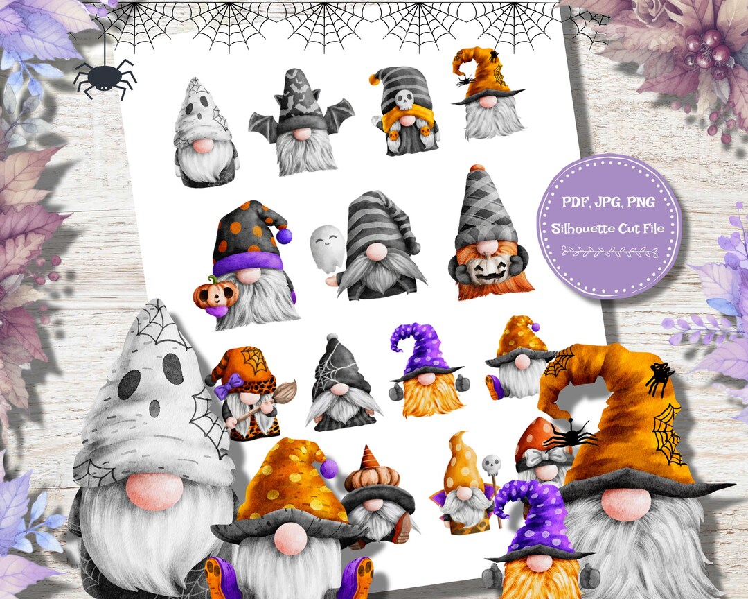 Halloween Gnomes Printable Stickers: Spooky Fall Planner Stickers (PDF ...