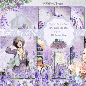Provence Digital Paper Pack, Lavender Junk Journal Paper, Journal ...