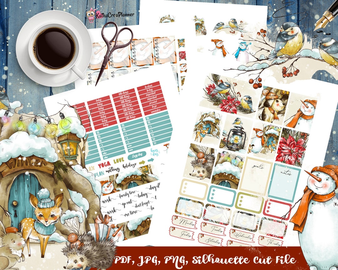 WINTER TALE Printable Planner Stickers/christmas Weekly Planner Sticker ...