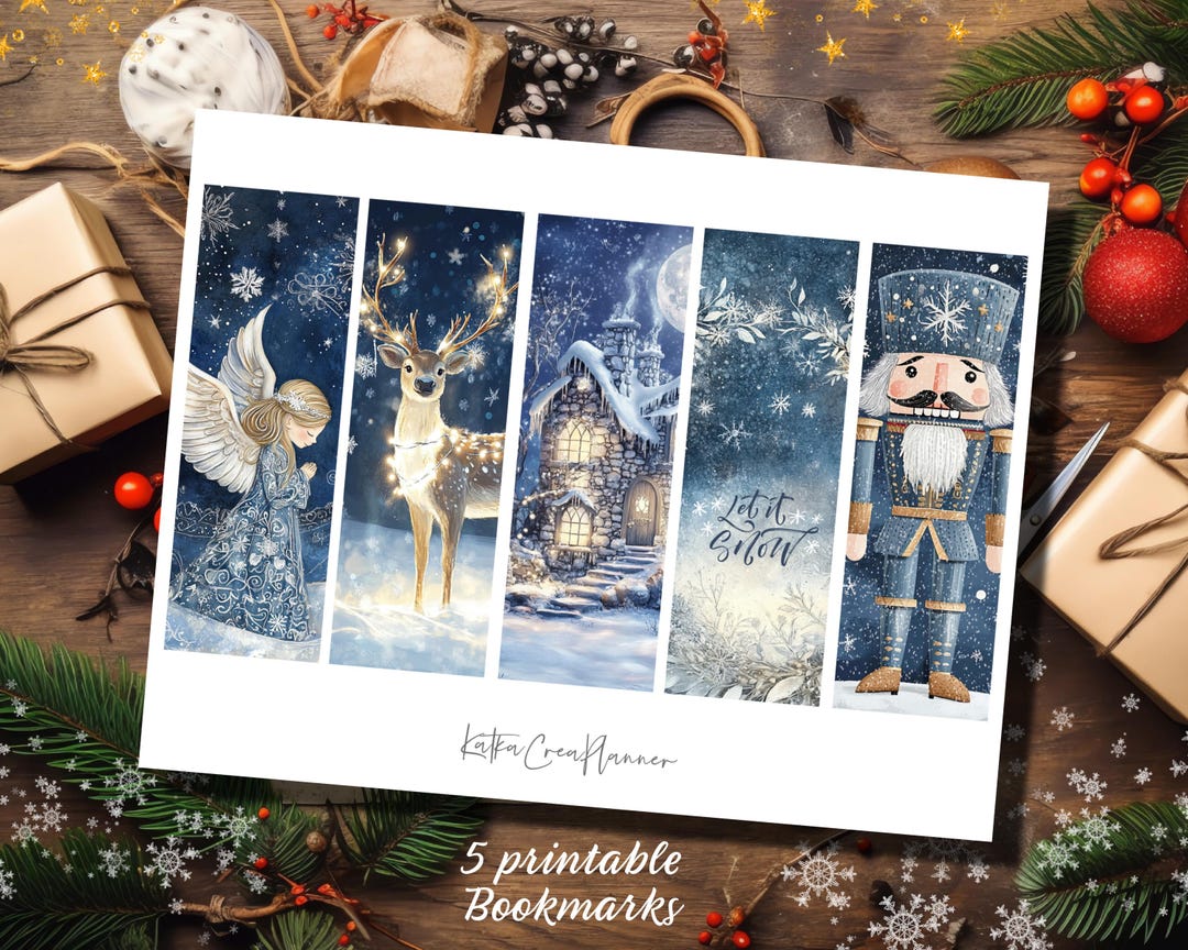 CHRISTMAS NIGHT Printable Bookmarks/winter Tale Digital Bookmarks ...