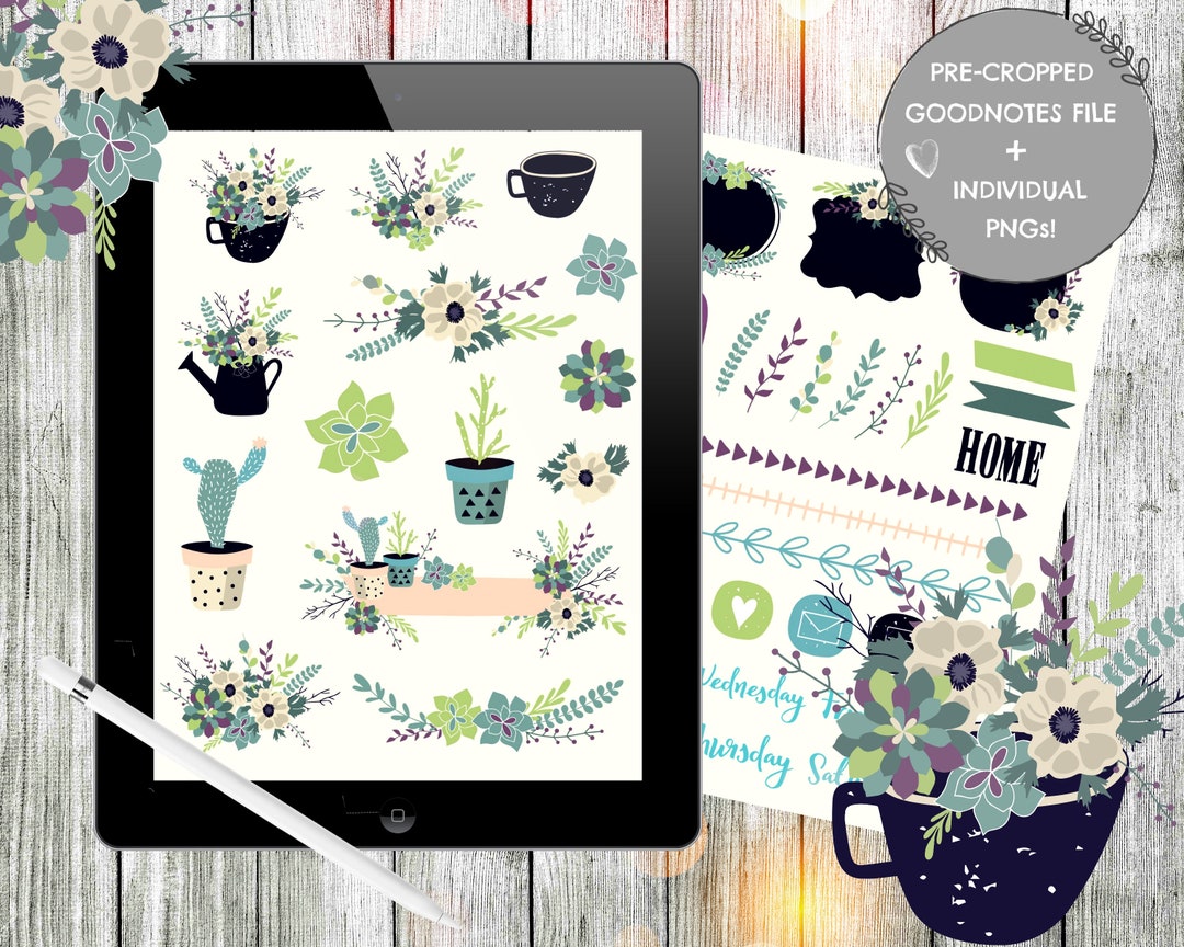 FLOWER GARDEN Digital Planner Stickers for Goodnotes/ iPad Stickers ...