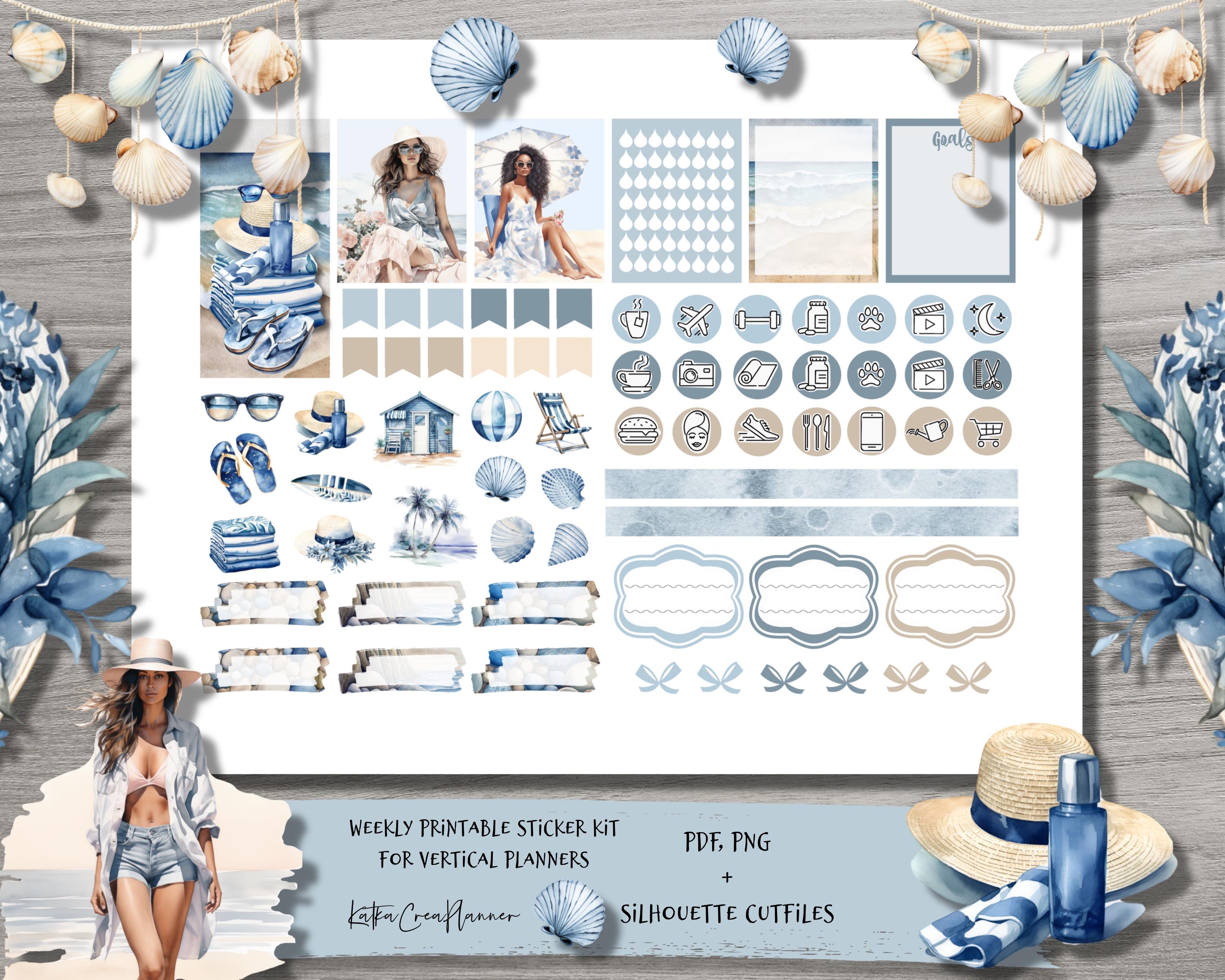 NAVY SUMMER Printable Planner Stickers for Erin Condren Planner/beach ...