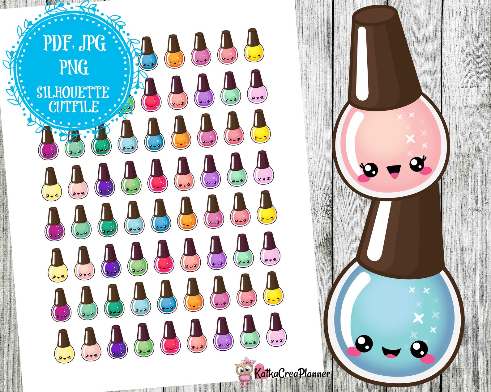 Printable Cute Nail Polish Stickers Kawaii Manicure Sticker | Etsy