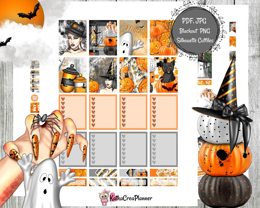 Hello Halloween Printable Planner Stickers for Erin Condren Planner ...