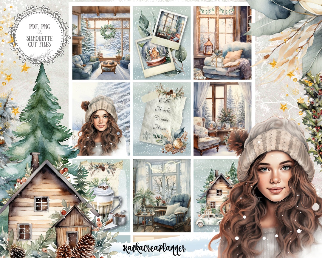 Cozy Winter Watercolor Planner Stickers: Erin Condren Weekly Kit ...