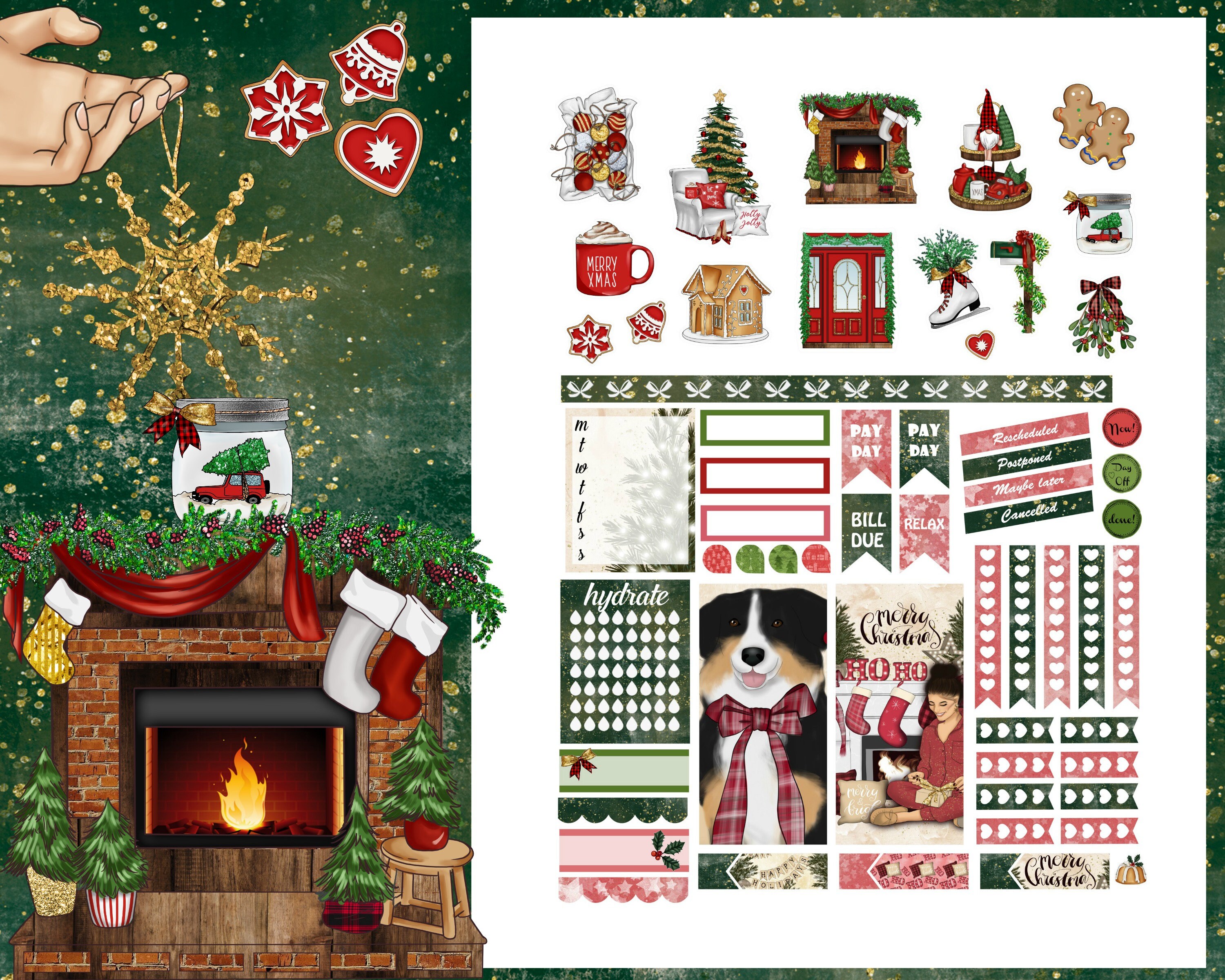 MERRY AND BRIGHT Printable Planner Stickers/Christmas Weekly | Etsy