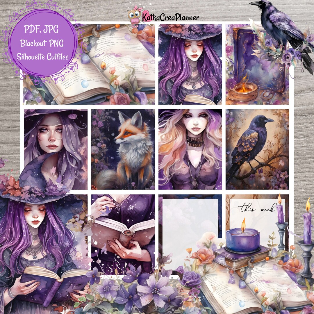 Halloween Witch Planner Stickers: Spooky October Weekly Kit (digital ...