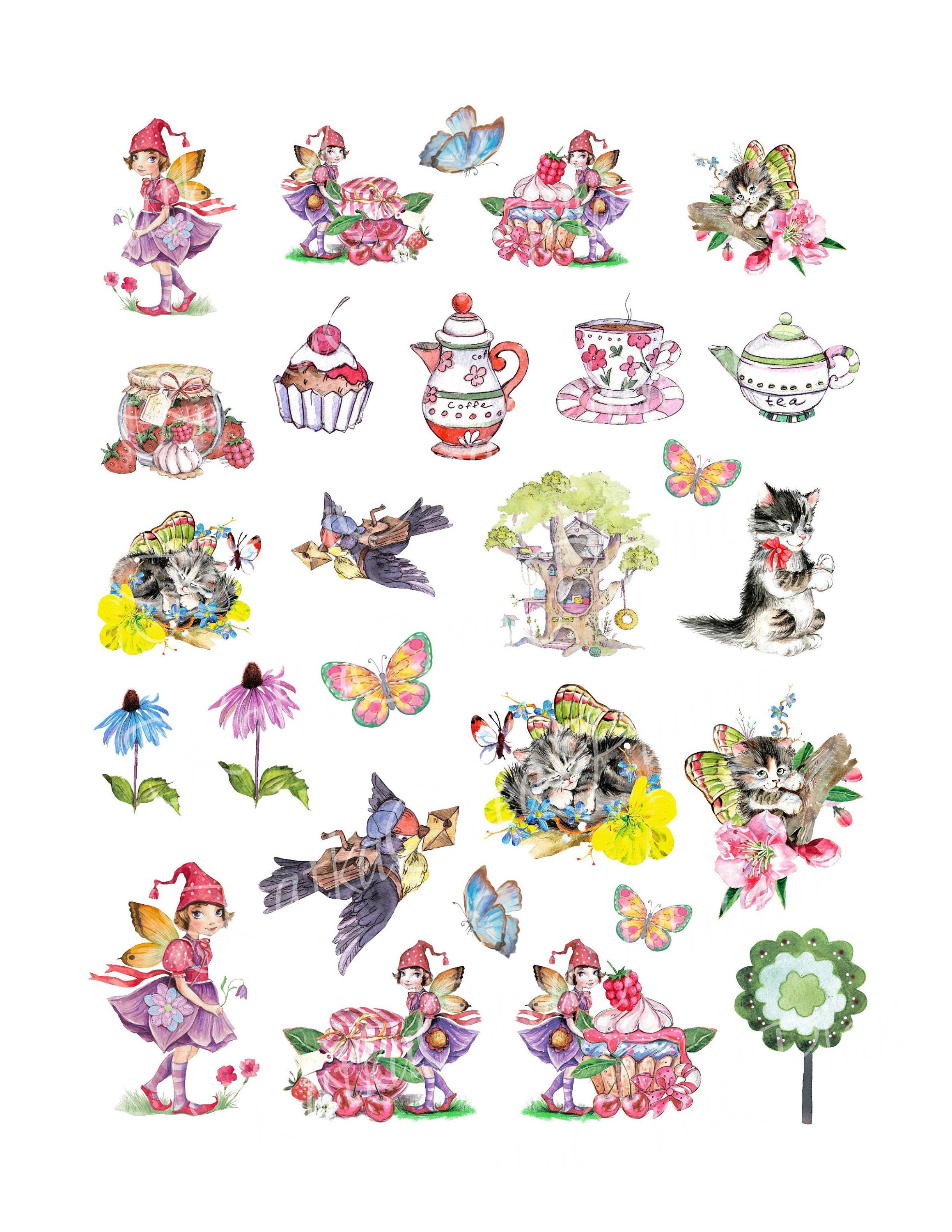 Fairy Land Printable Stickers Cute Fairy Planner Stickers | Etsy