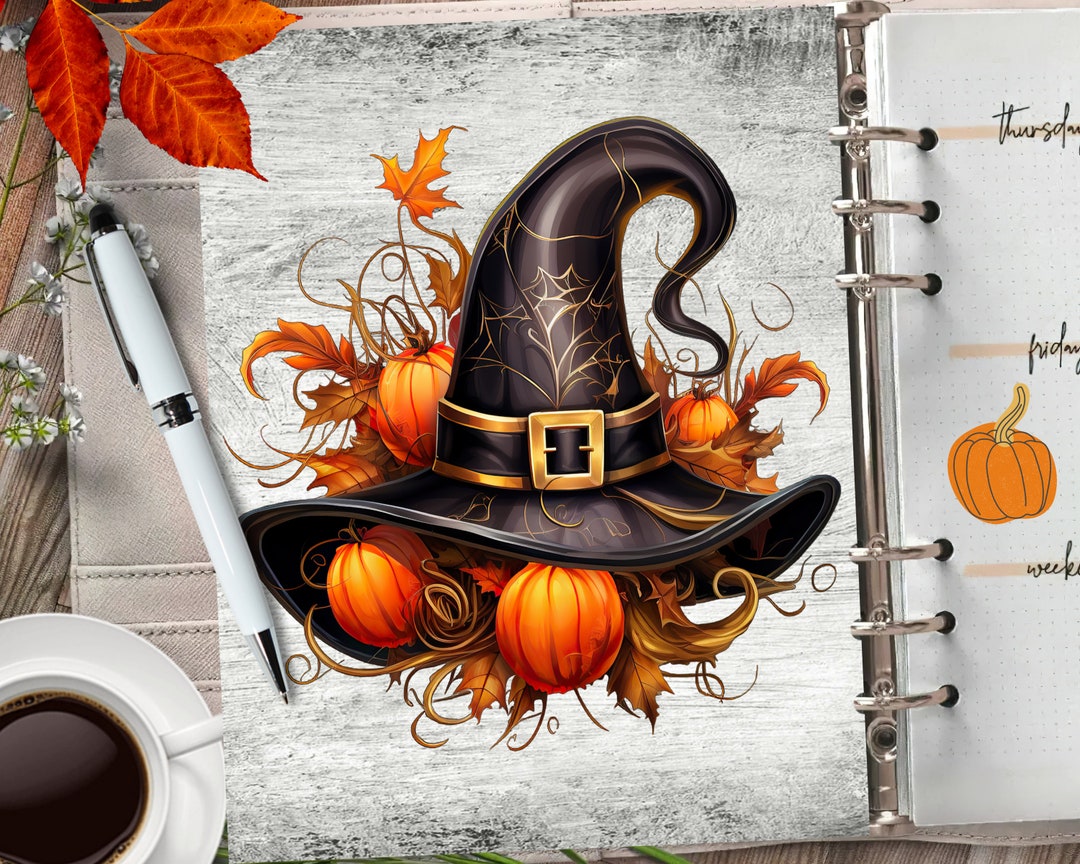 Witch Hat Planner Cover: Watercolor Halloween Printable (digital ...