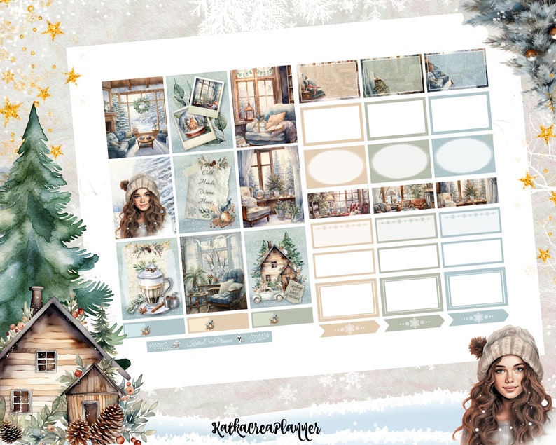 Cozy Winter Watercolor Planner Stickers: Erin Condren Weekly Kit ...