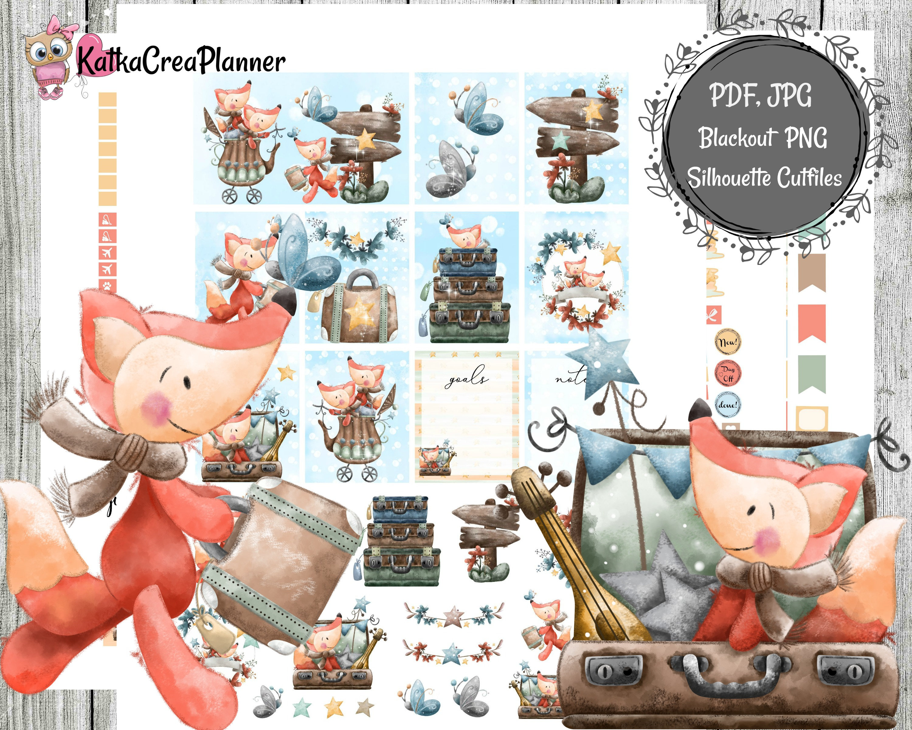 FOX ADVENTURE Printable Planner Stickers for Erin Condren | Etsy