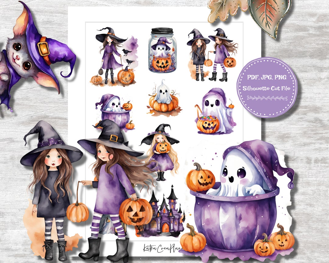 Halloween Planner Stickers: Witch, Ghost, Pumpkin Designs (printable ...