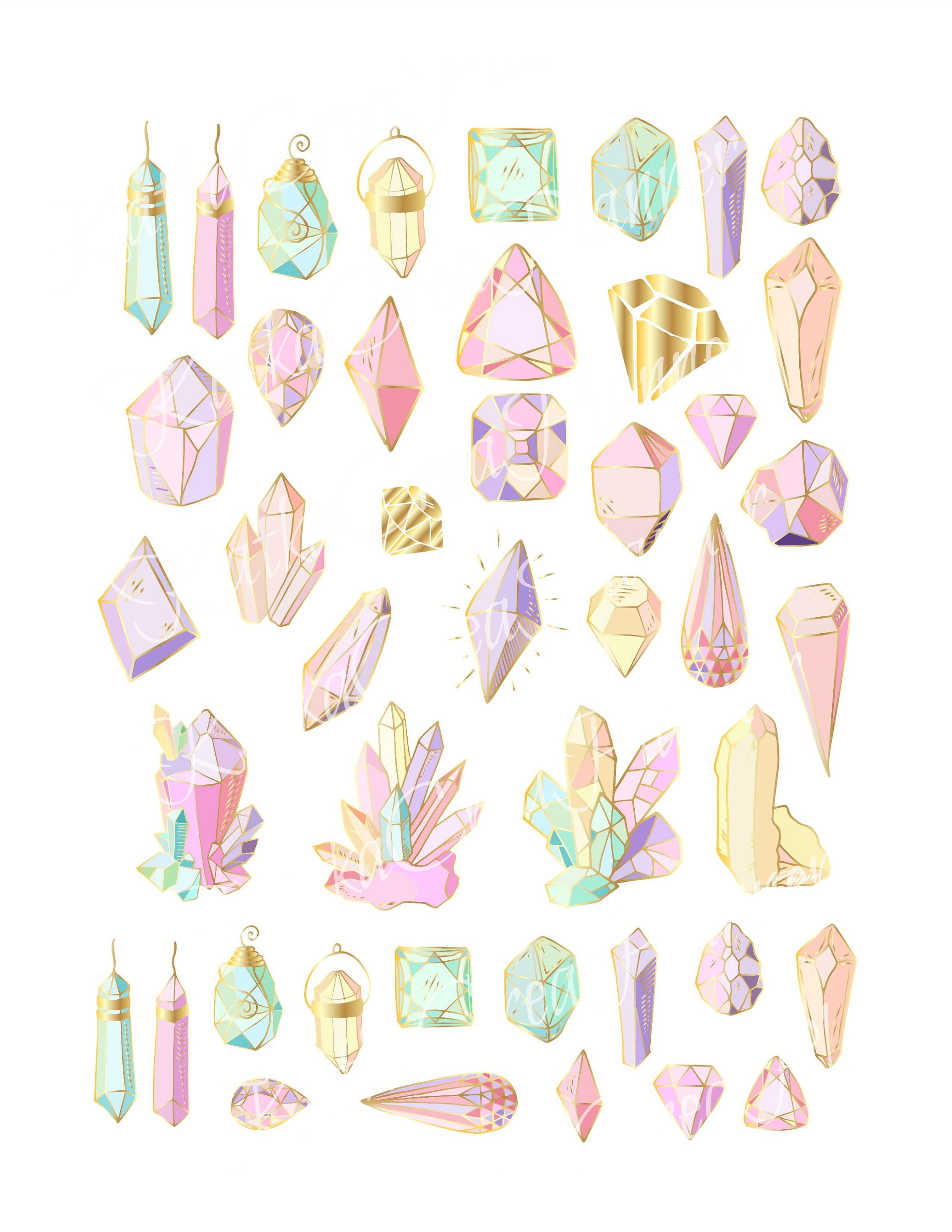 Crystal Printable Stickers Mystical Planner Stickers | Etsy