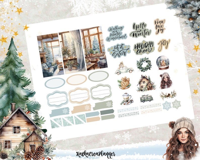 Cozy Winter Watercolor Planner Stickers: Erin Condren Weekly Kit ...