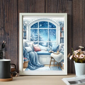 Winter Reading Corner Planner Cover: Snowy Watercolor (digital Download ...