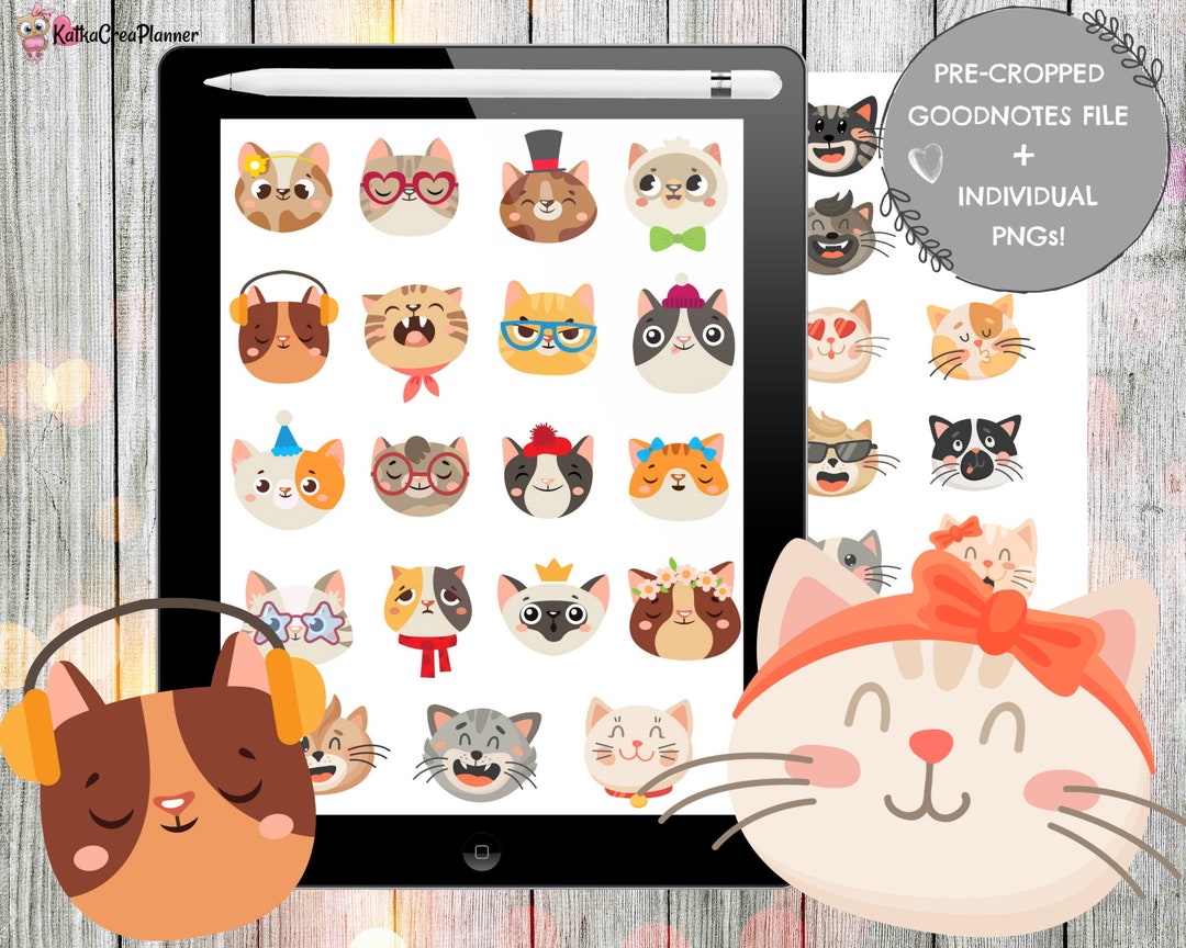 FUNNY CATS Digital Planner Stickers for Goodnotes/kitty iPad Stickers ...