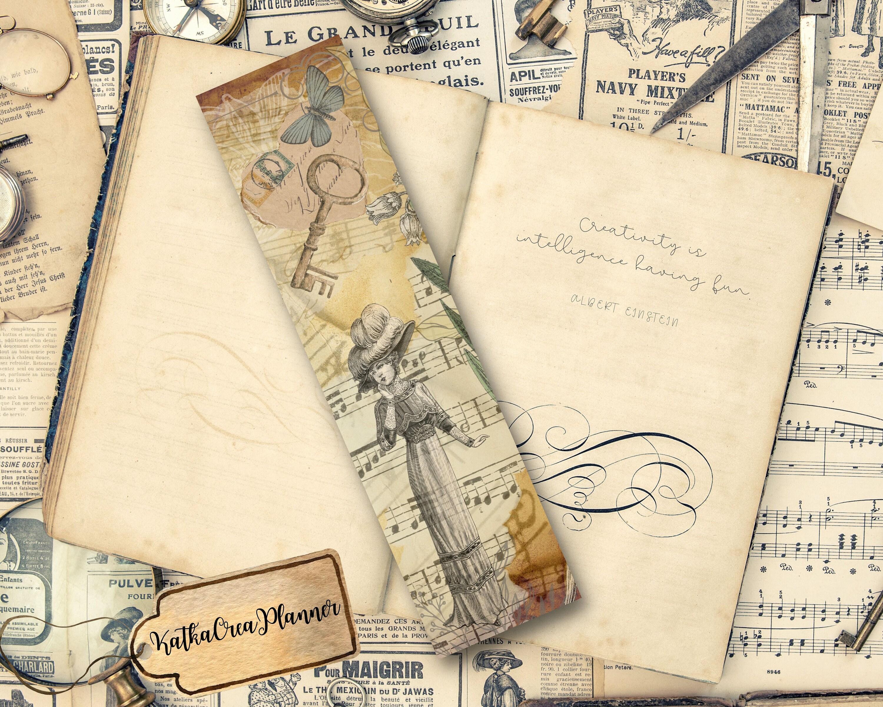 VINTAGE TOWN Printable Bookmarks Bookmark Pattern Digital - Etsy