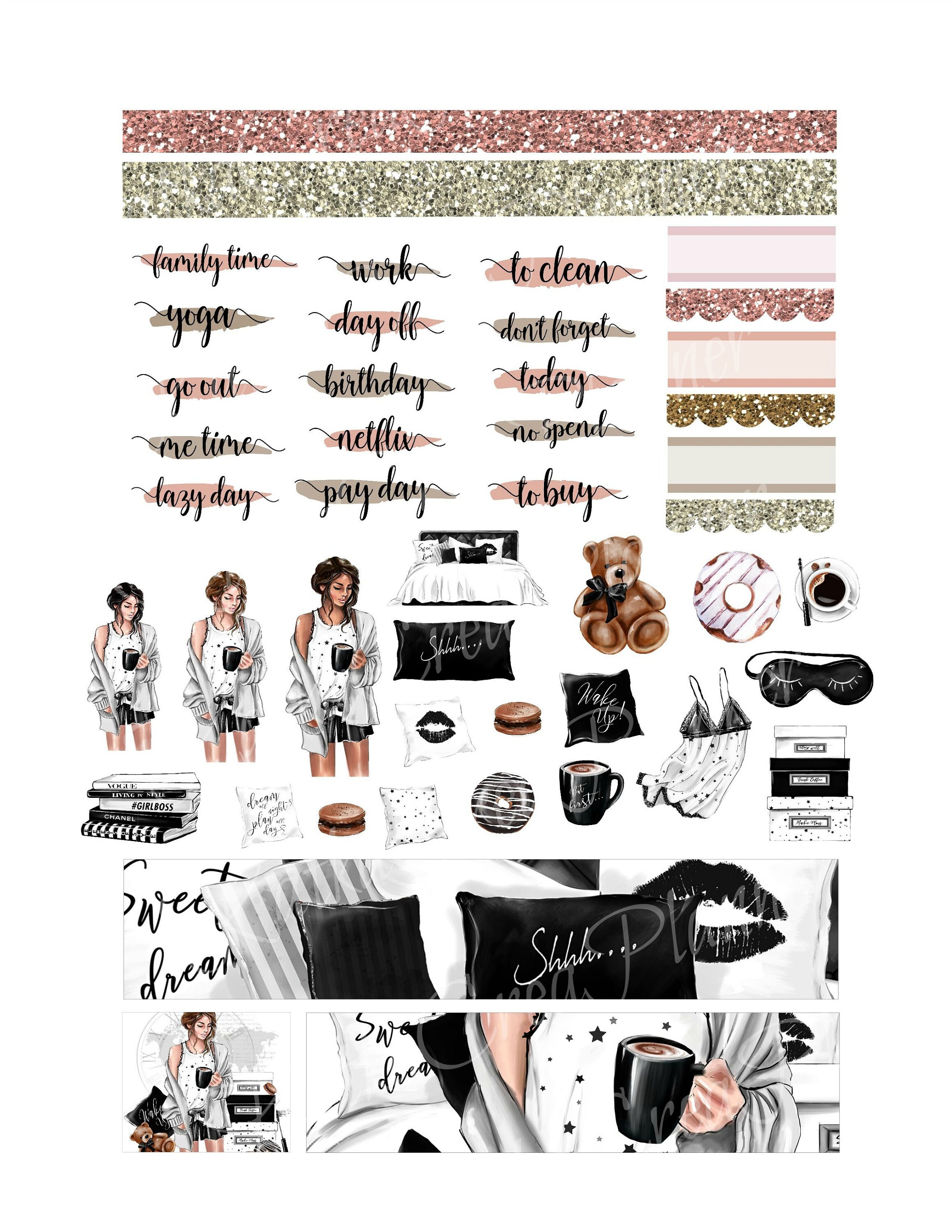 Wake up Printable Planner Stickers for Erin Condren Planner | Etsy