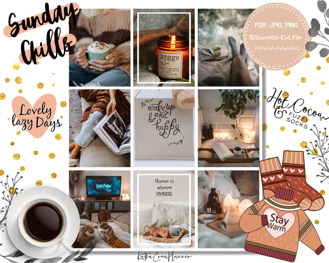 Hygge Weekly Planner Stickers: Cozy Days, Erin Condren (PDF, JPG, PNG ...